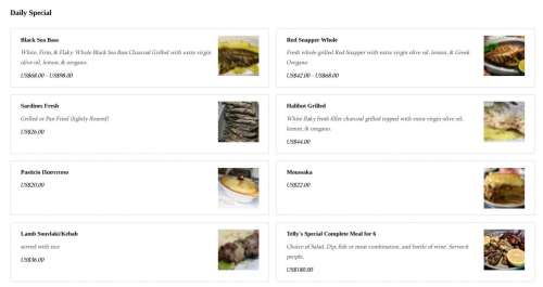 Telly's Taverna menu in Port Chester, New York, USA