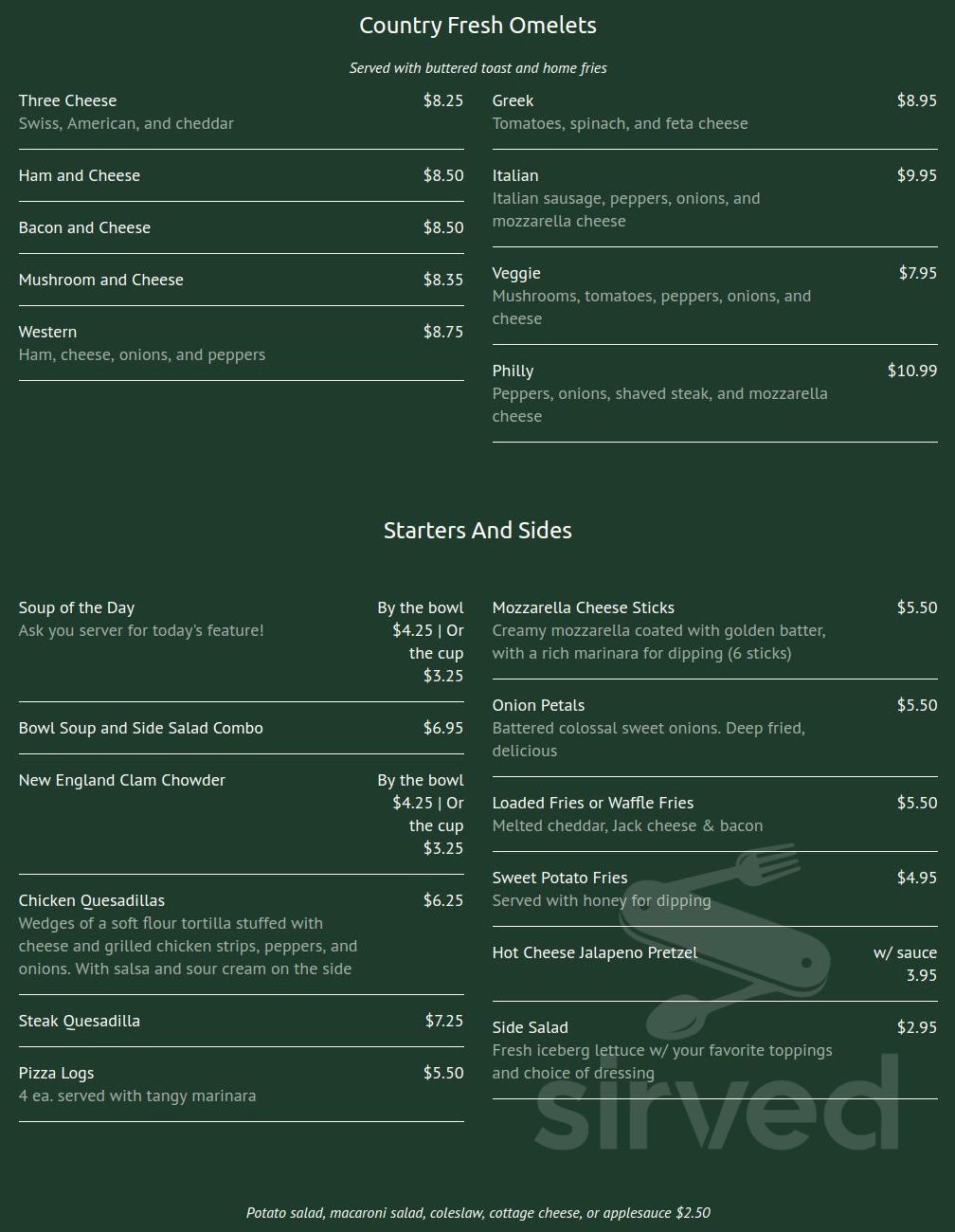 Green Acres Cafe menu in Olean, New York, USA