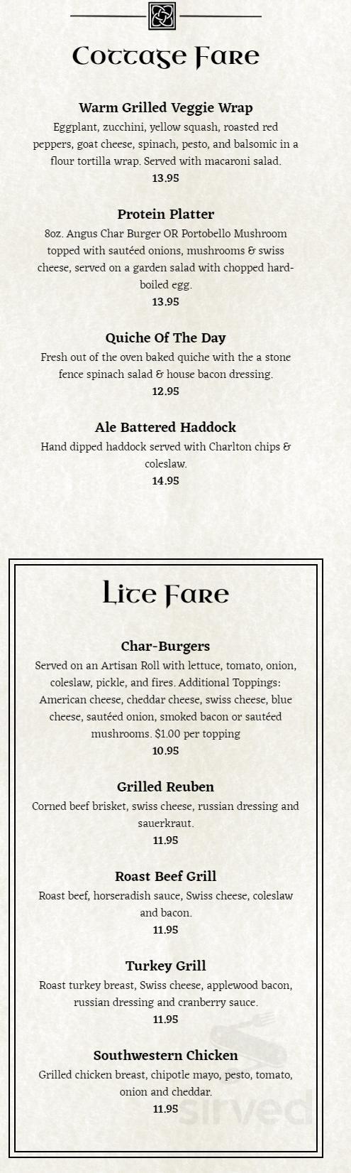 Charlton Tavern menu in Ballston Lake, New York, USA