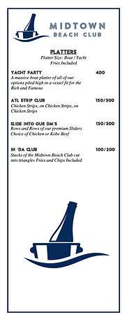 Midtown Beach Club menu in Atlanta, Georgia, USA