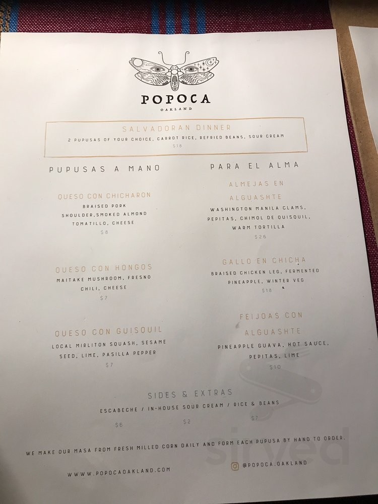 Popoca Oakland menu in Oakland, California, USA