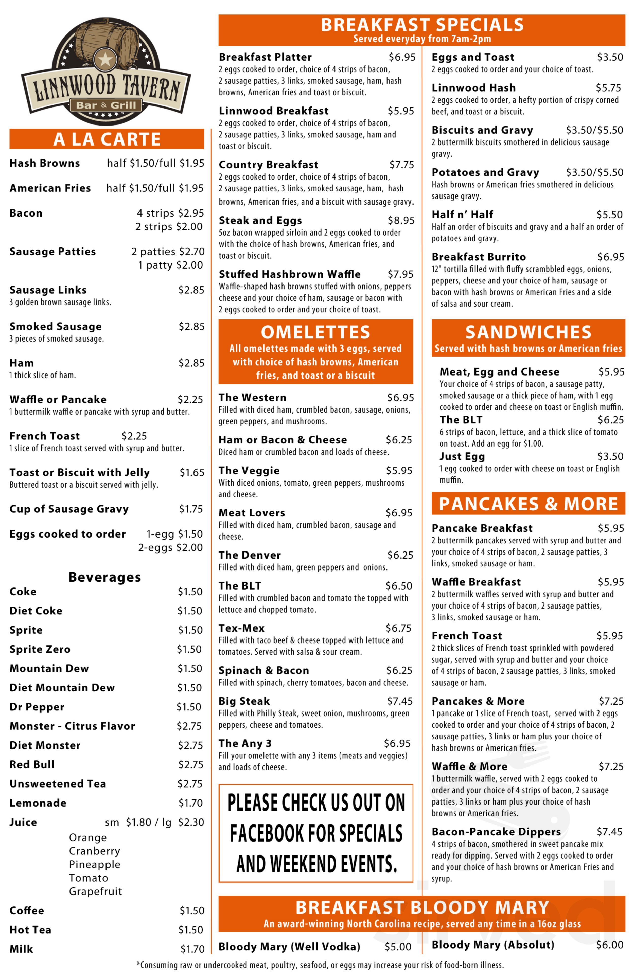 Linnwood Tavern Bar & Grill menus in Lafayette, Indiana, United States