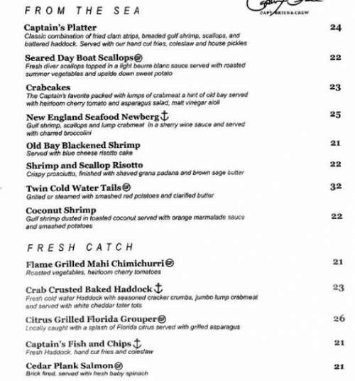 Off The Hook Comedy Club menu in Naples, Florida, USA