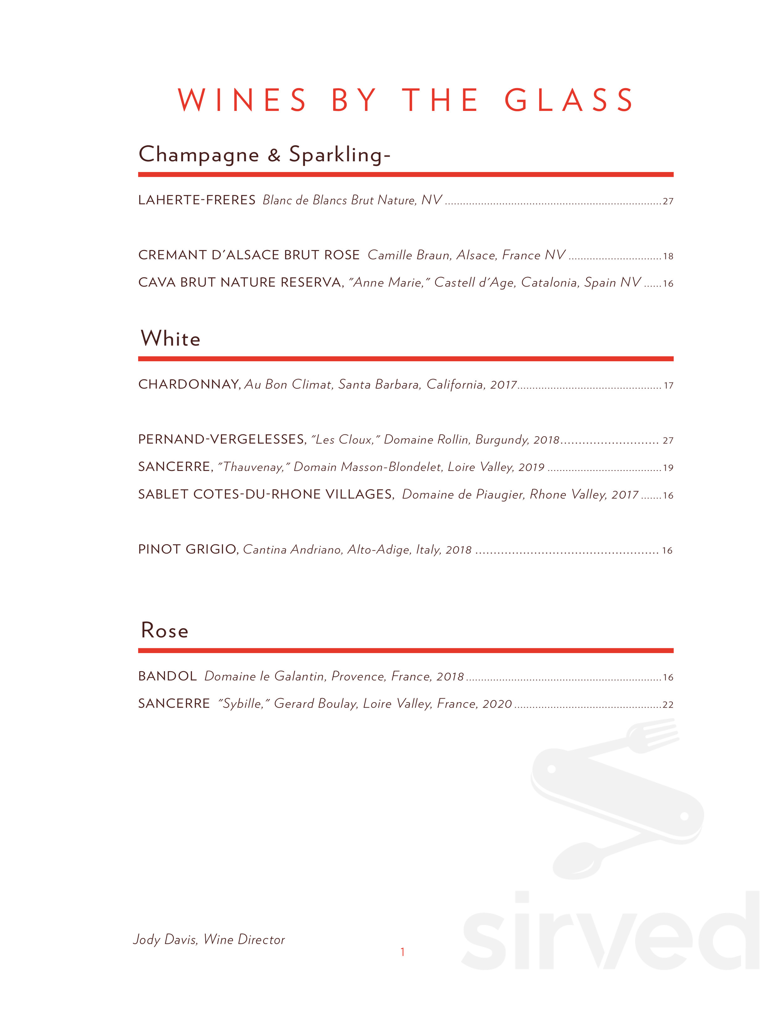 Aretsky's Patroon menu in New York, New York, USA