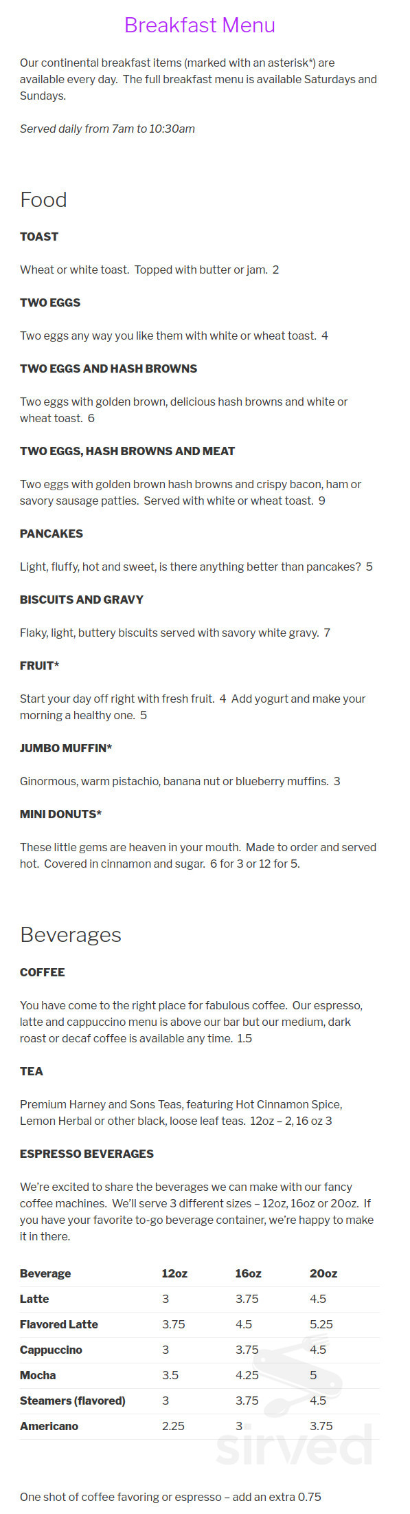 Purple Goose Eatery & Drinkery menu in Barnesville, Minnesota, USA