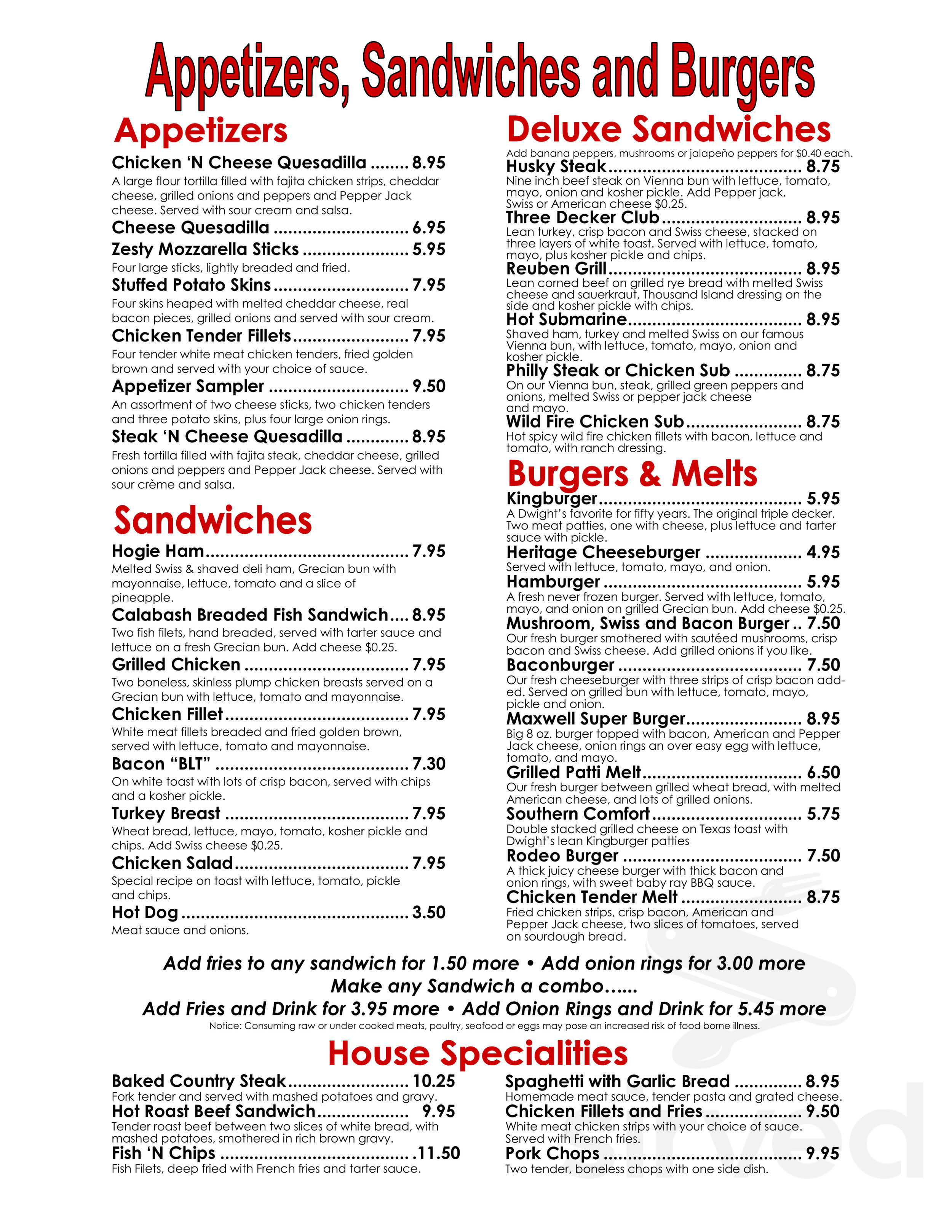 Dwight's Of St. Albans menu in St Albans, West Virginia, USA