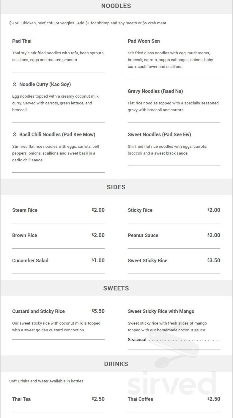 Menu - Dallas TX's Thai2go | Sirved