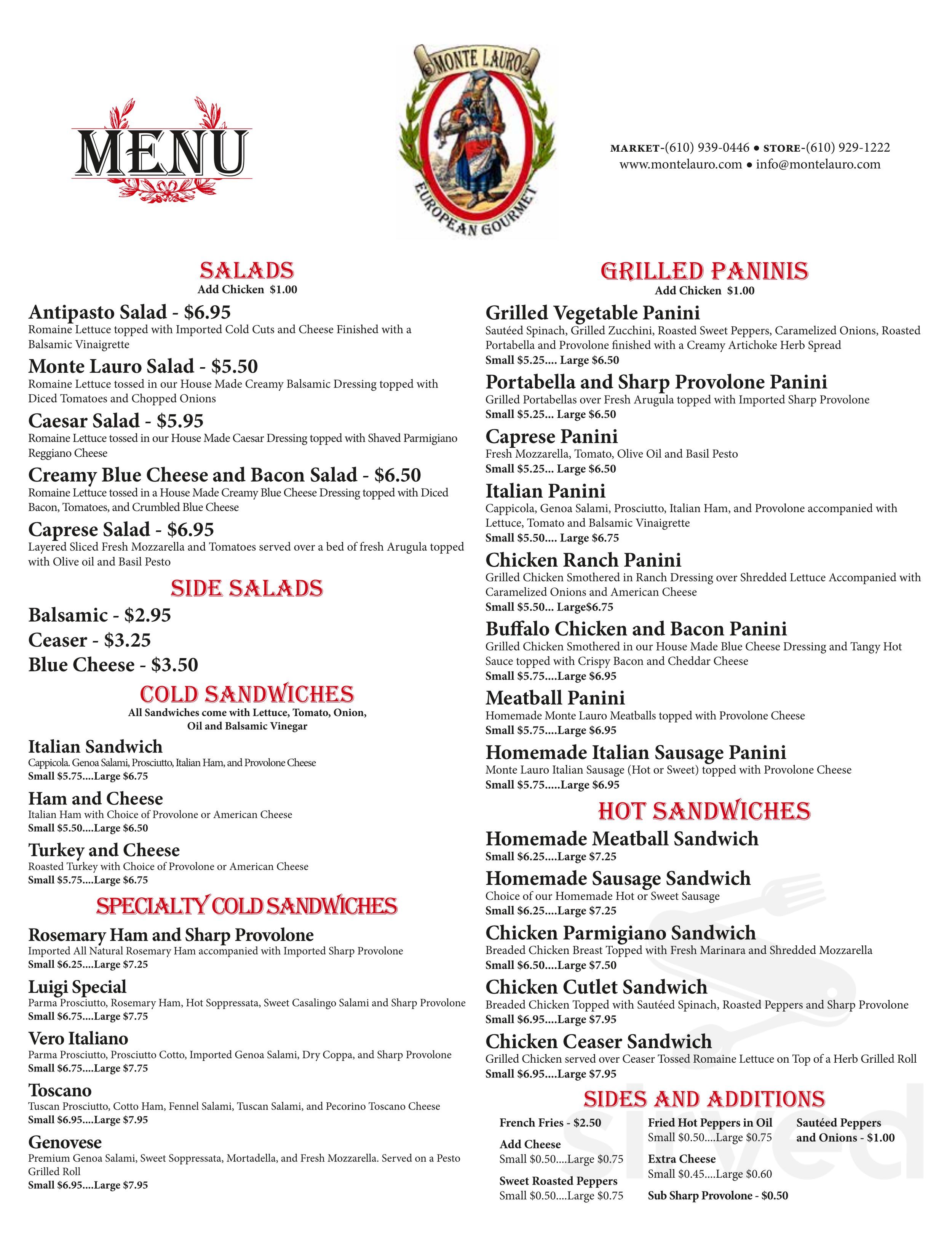 Monte Lauro European Gourmet menus in Reading, Pennsylvania, United States