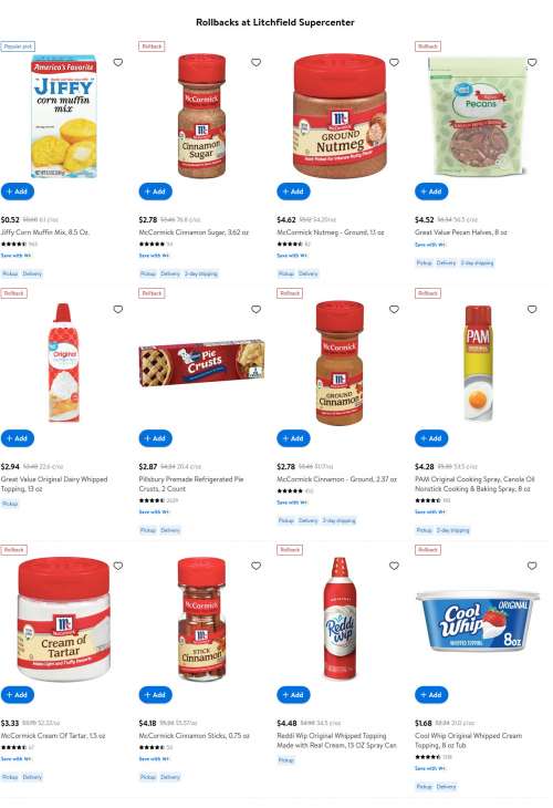 Walmart Bakery menu in Litchfield, Illinois, USA