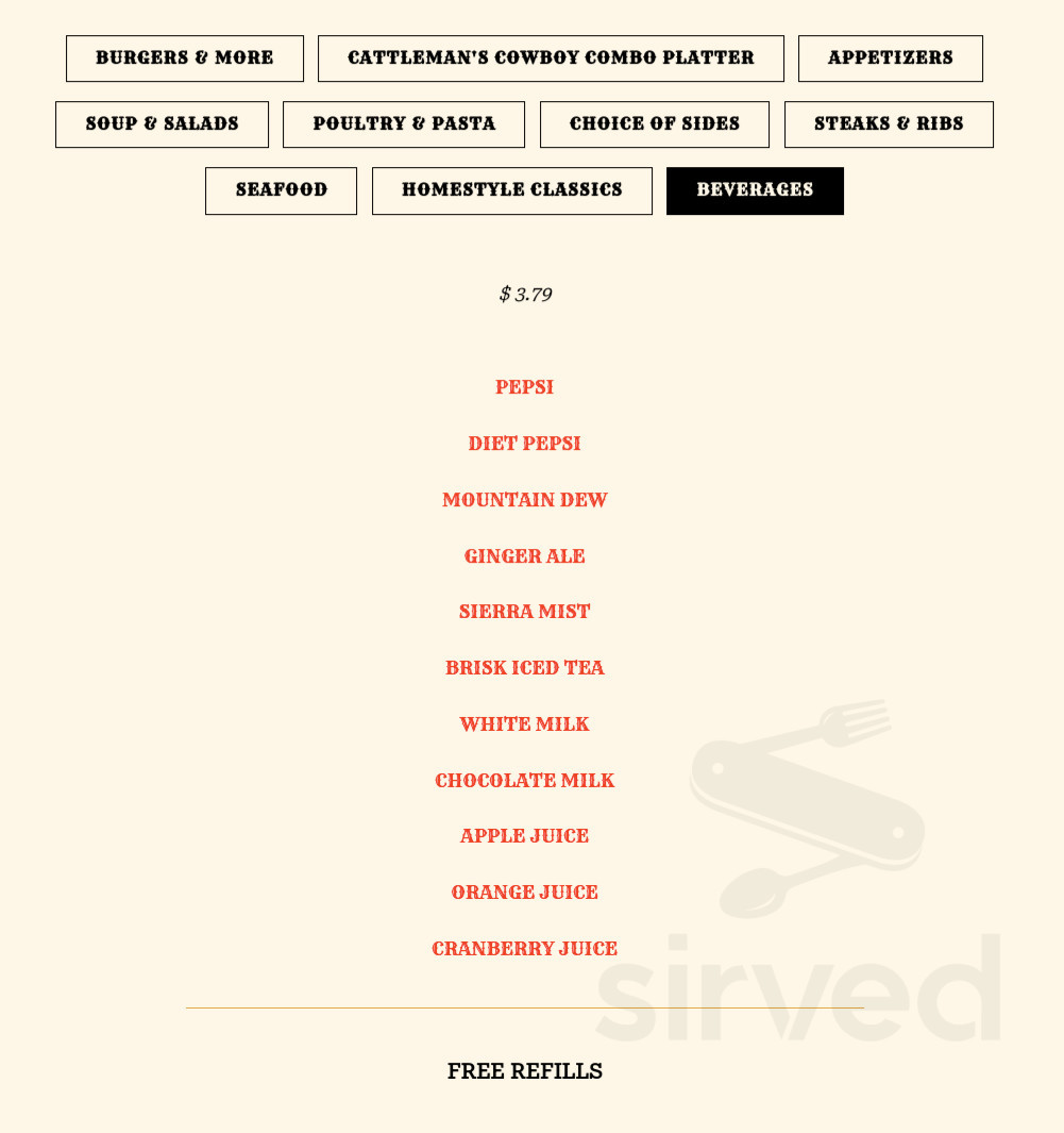 Menu for Cattleman's Steakhouse and Lounge in Sidney, NY | Sirved