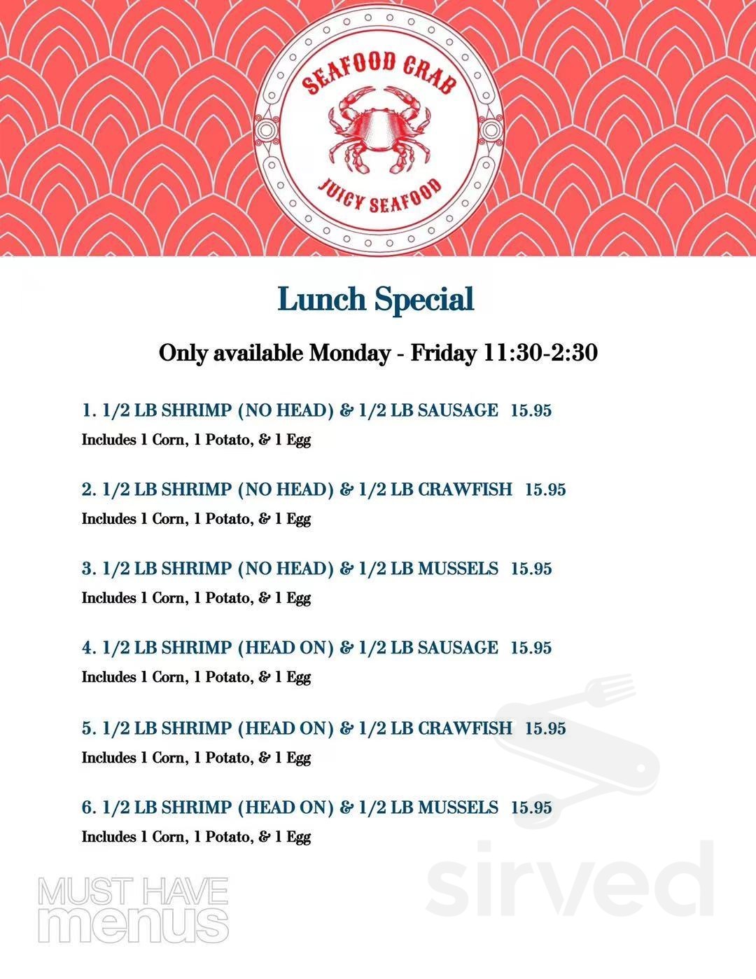 Seafood Crab - Juicy Seafood menus in Greenwood, Mississippi, United States