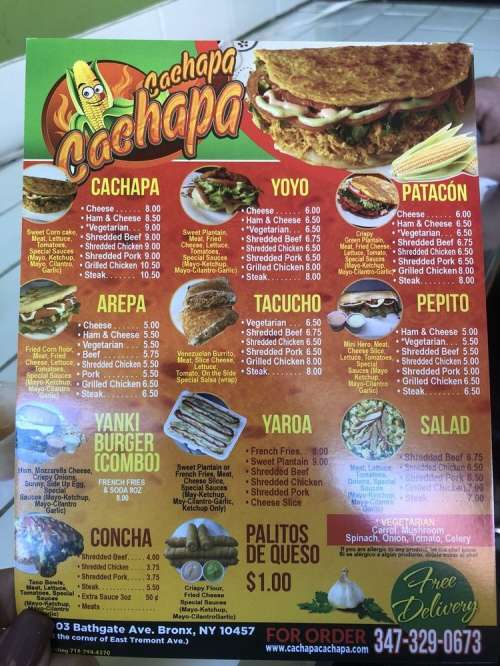 Cachapa Cachapa menu in The Bronx, New York, USA