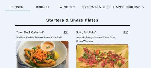 Menu for Tavern House Kitchen + Bar in Newport Beach, CA | Sirved