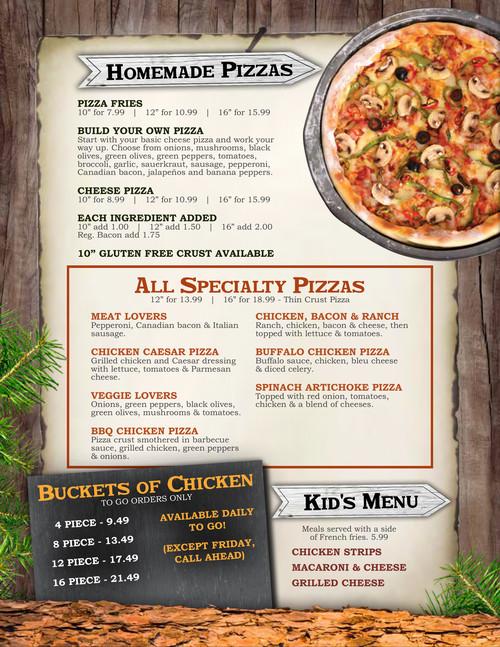 Rustic Roadhaus menu in Manitowish Waters, Wisconsin, USA
