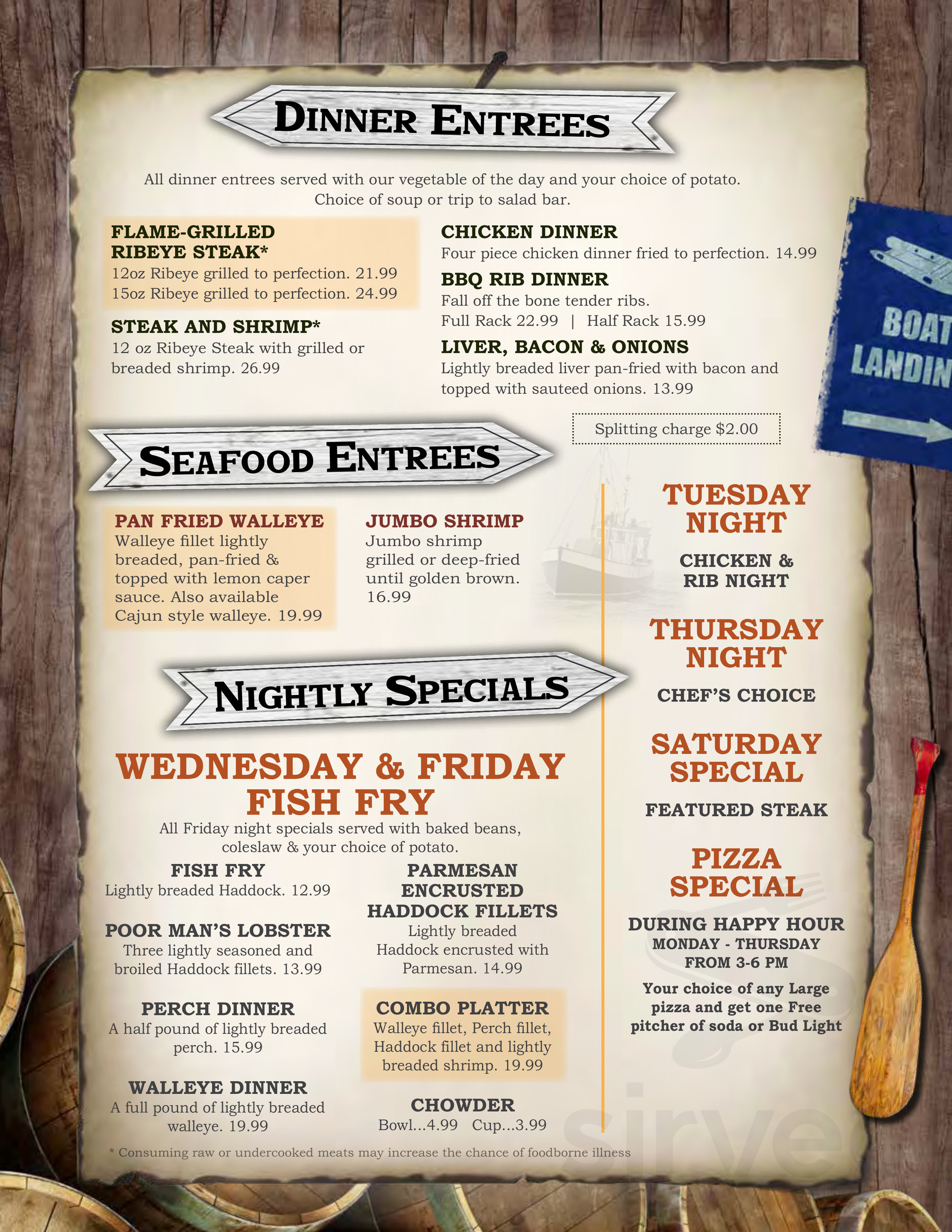 Rustic Roadhaus menus in Manitowish Waters, Wisconsin, United States