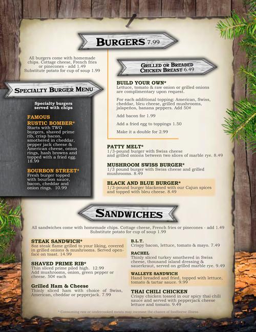 Rustic Roadhaus menu in Manitowish Waters, Wisconsin, USA
