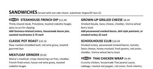 Menu for Toast in Lincoln, NE | Sirved