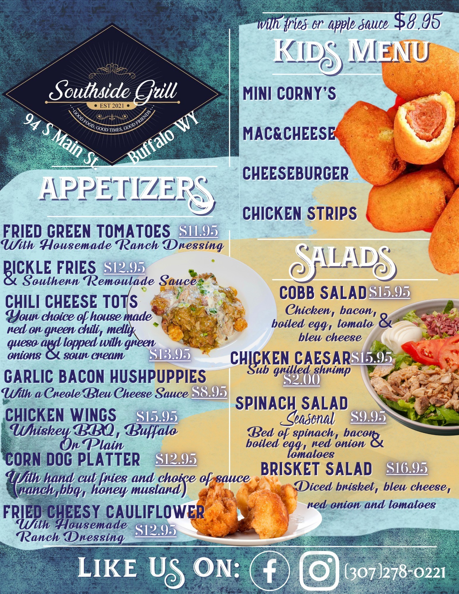 The Southside Grill menu in Buffalo, Wyoming, USA