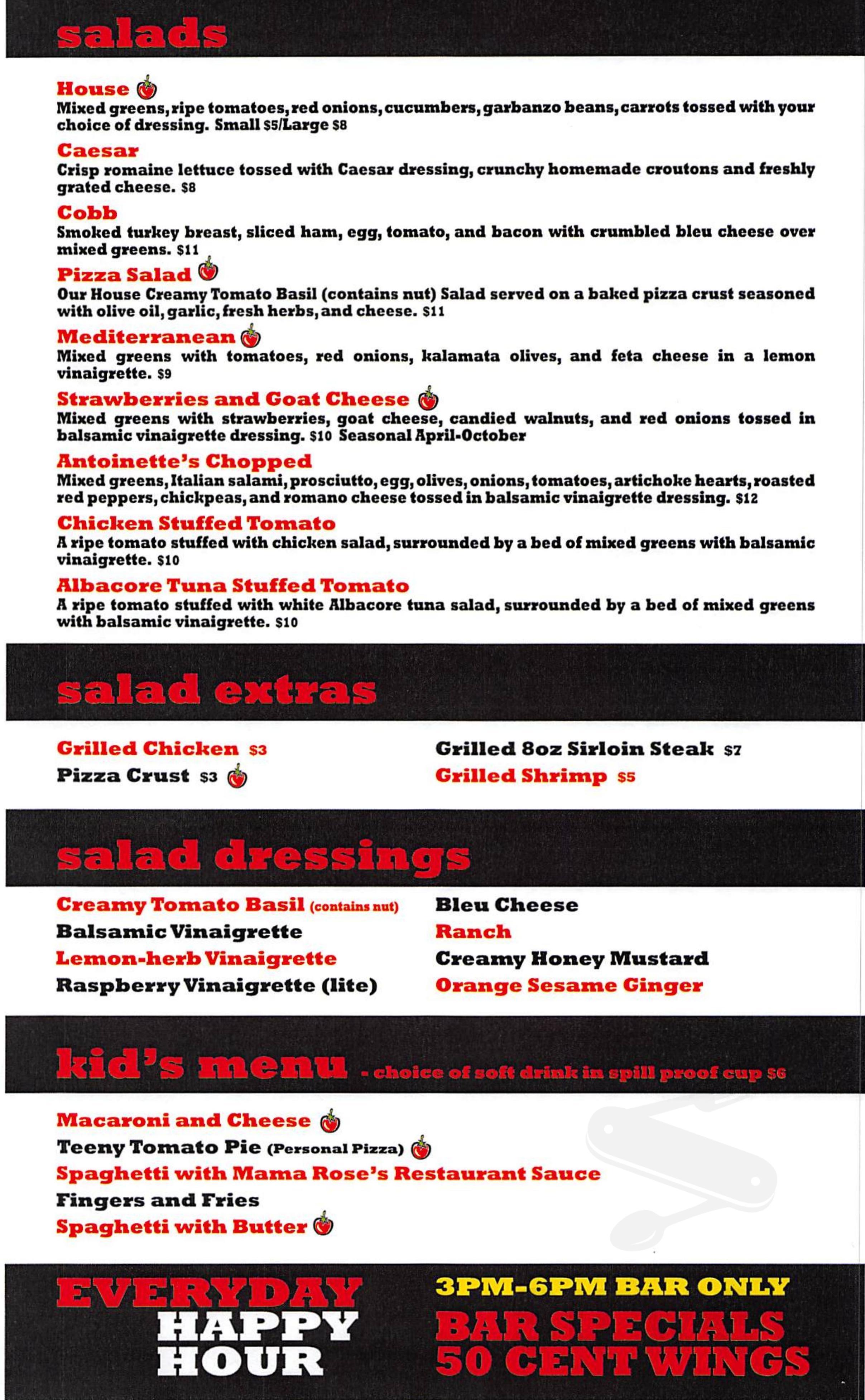 My Tomato Pie menu in Amherst, New York, USA