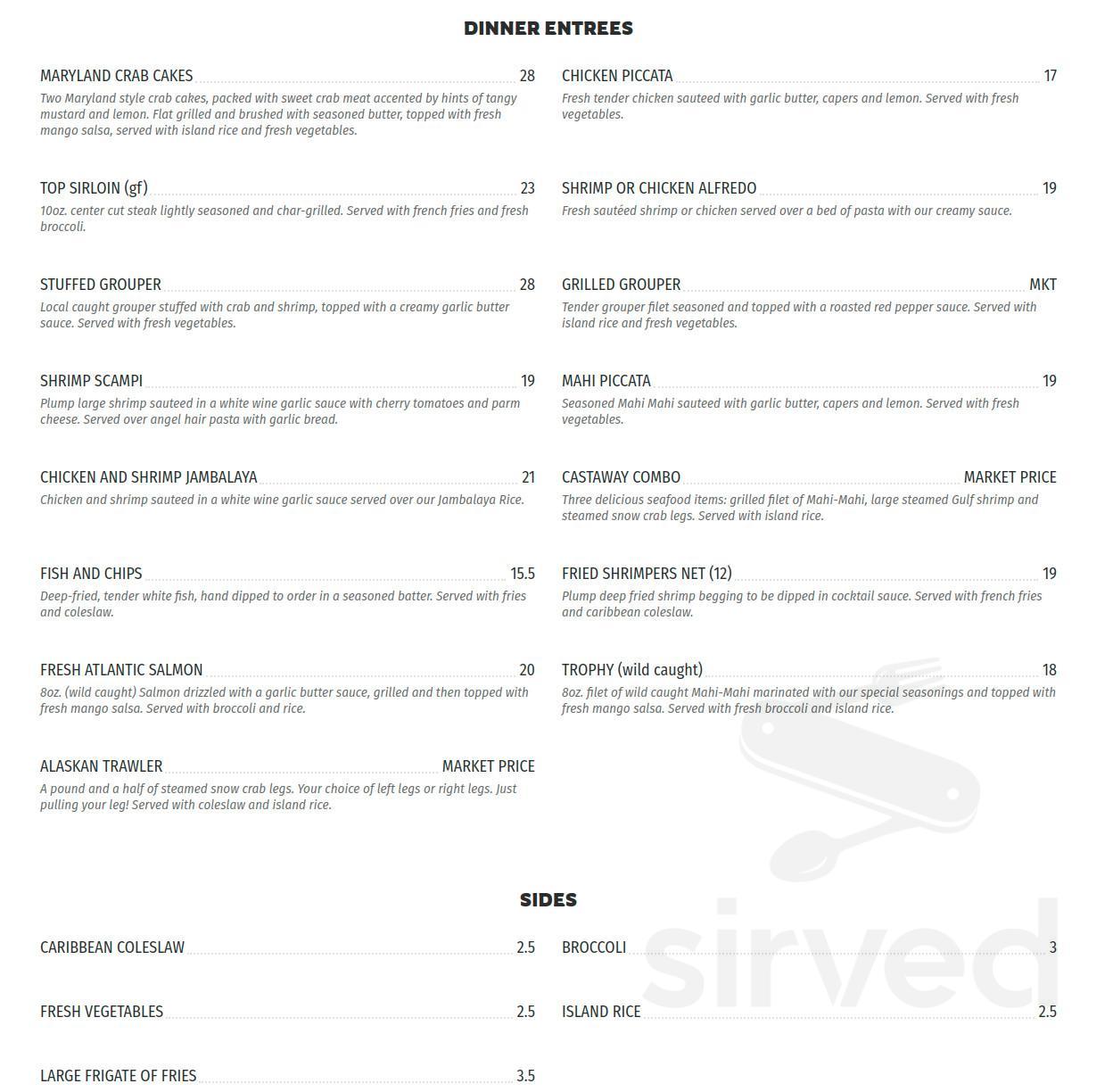 River Deck Tiki Bar & Restaurant menu in New Smyrna Beach, Florida, USA