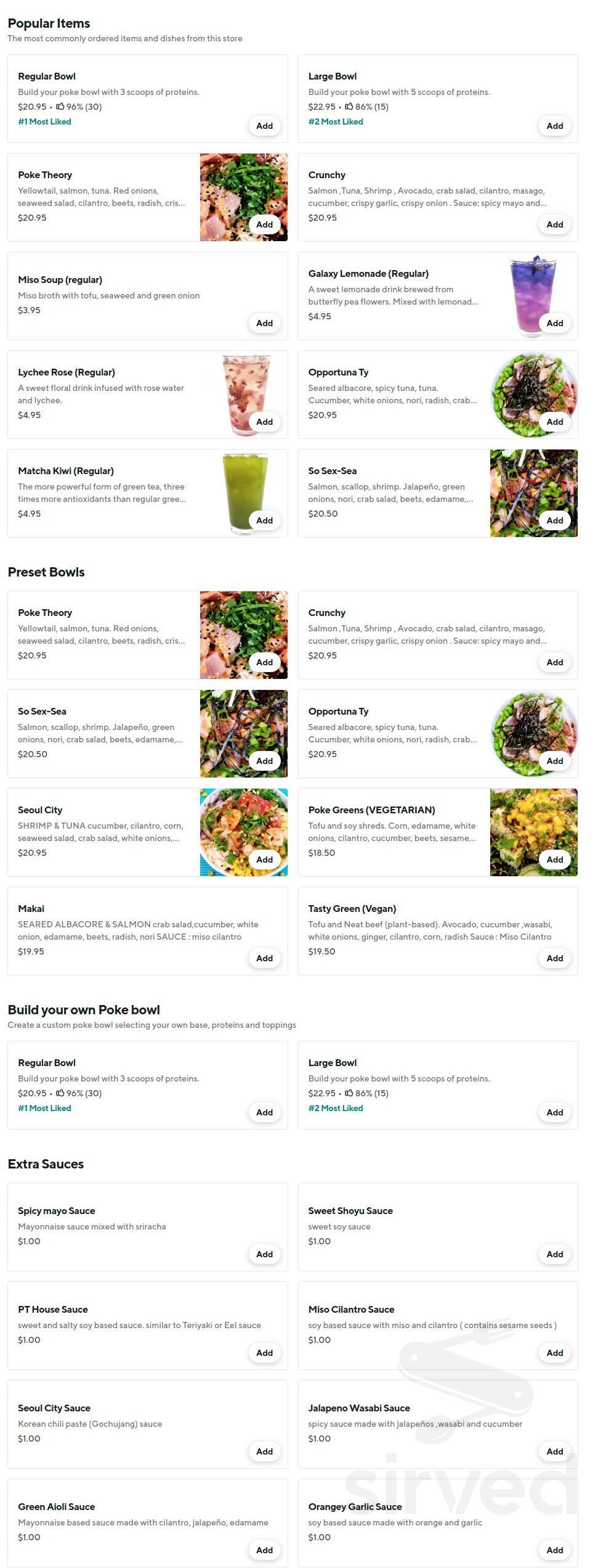 Poke Theory SB menu in Goleta, California, USA