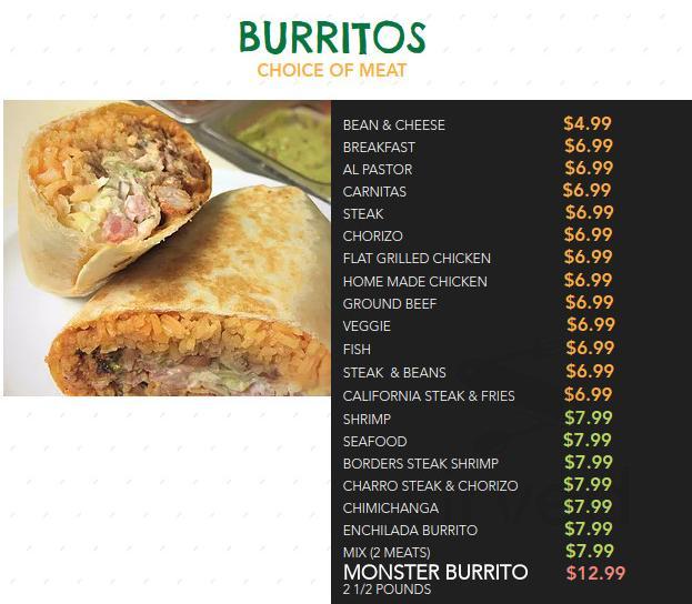 California Taco Shop menus in West Warwick, Rhode Island, United States
