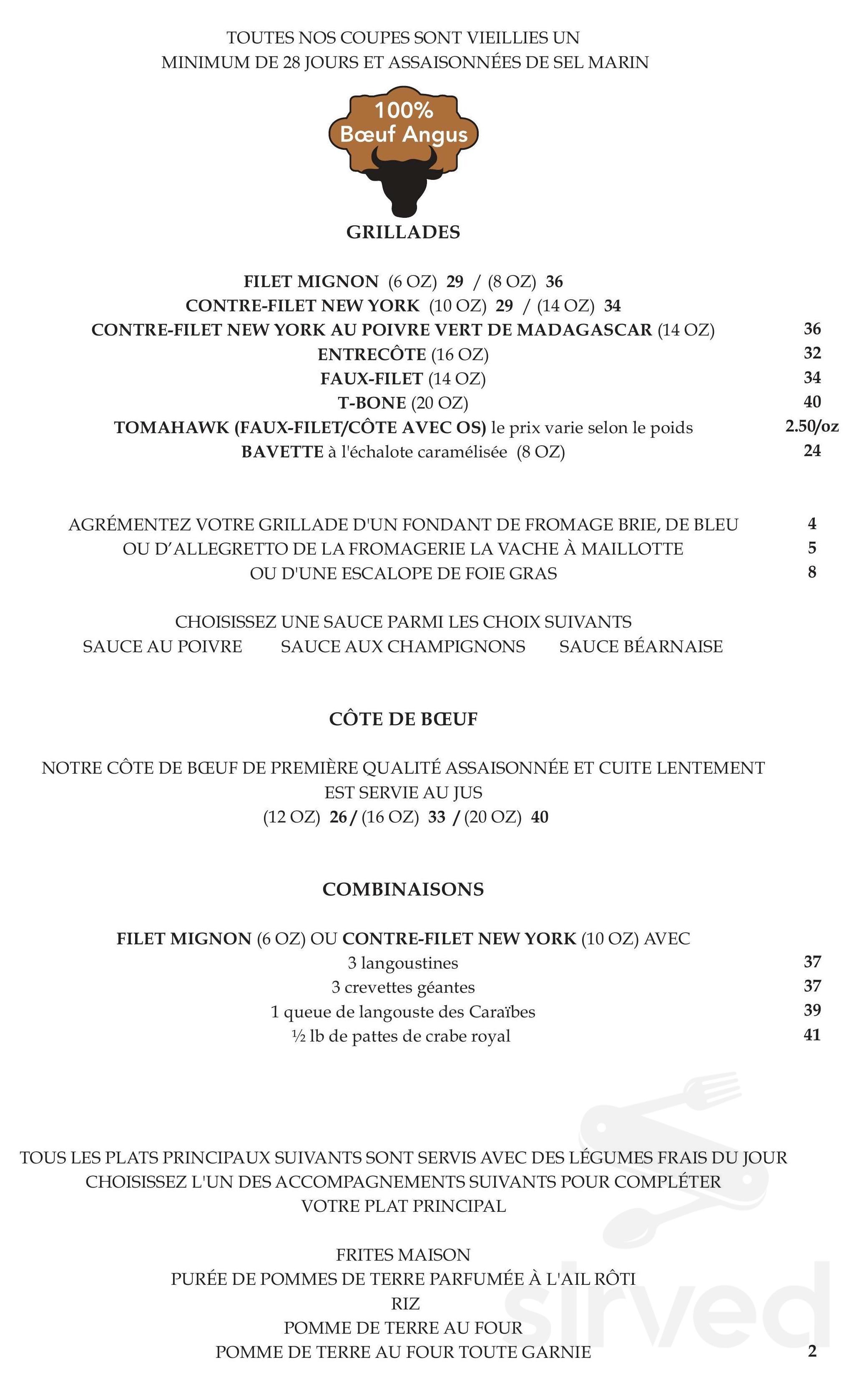 Moulin Noir menu in Rouyn-Noranda, Quebec, Canada