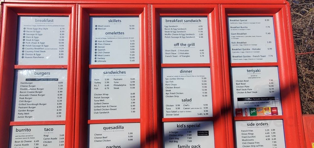 Menu for Peak Burger in La Mirada, CA | Sirved