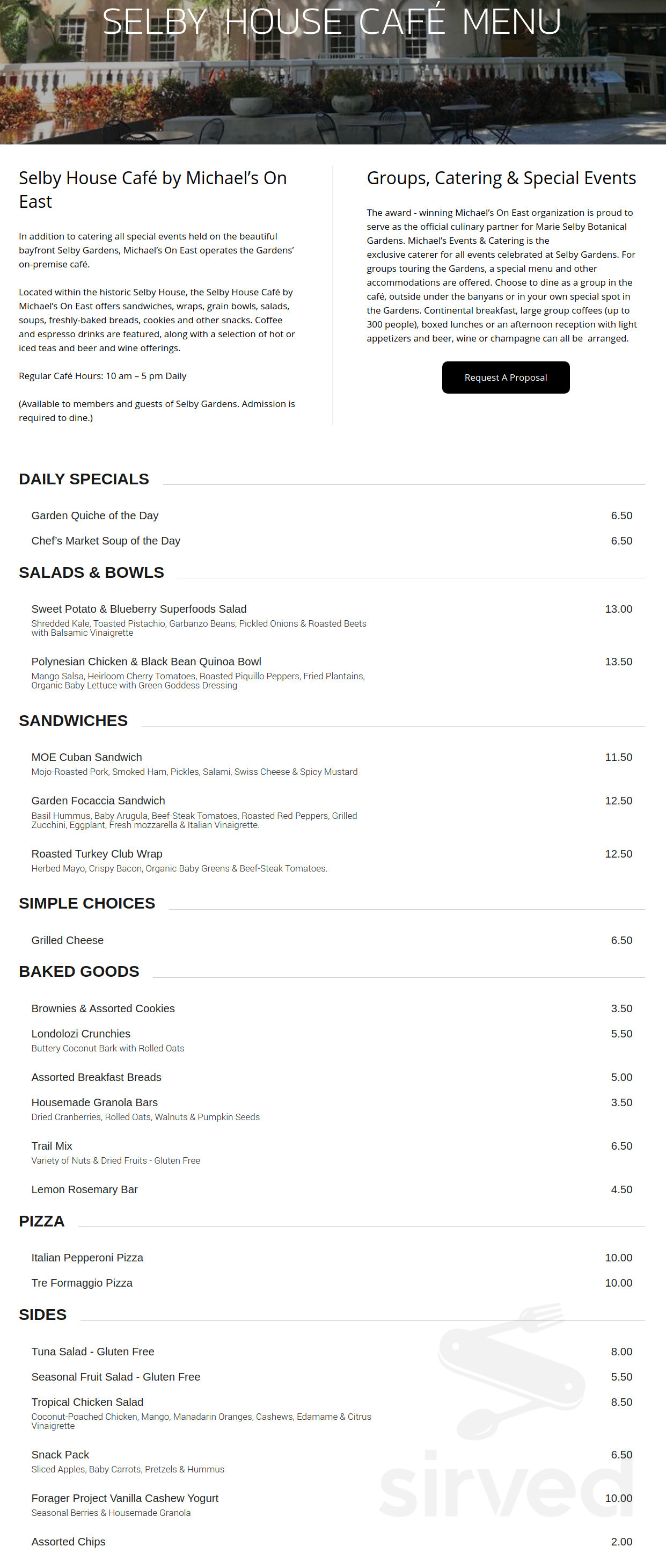 Michael's On East menu in Sarasota, Florida, USA