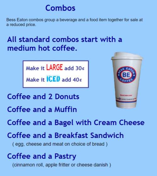 Bess Eaton menu in Pawcatuck, Connecticut, USA