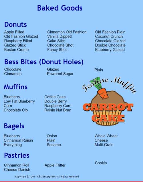 Bess Eaton menu in Pawcatuck, Connecticut, USA