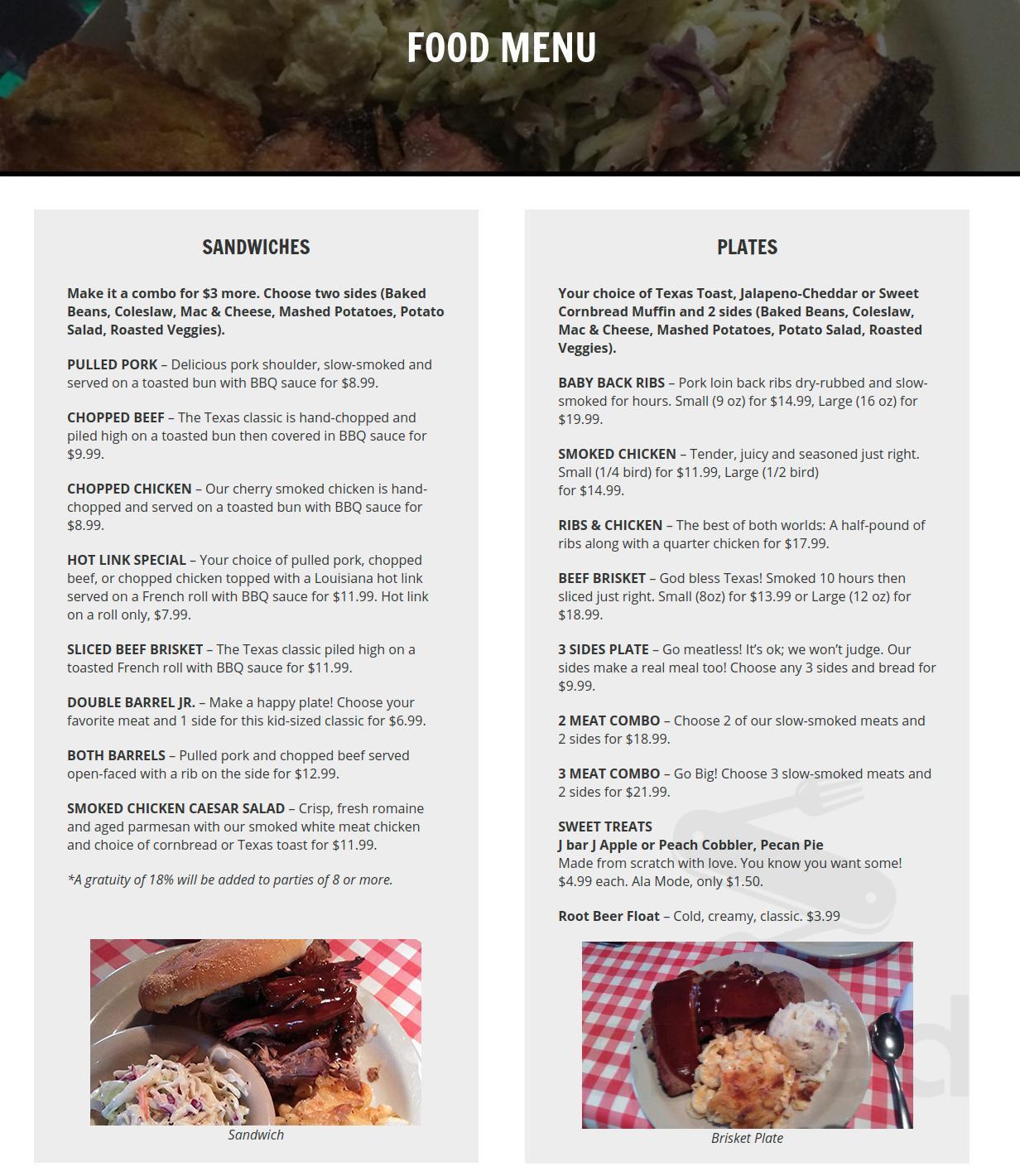 Menu for Double Barrel BBQ in Sedro-Woolley, WA | Sirved