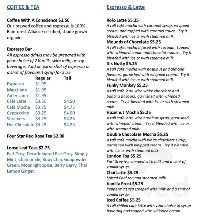 Prairie Ink Restaurant menu in Saskatoon, Saskatchewan, Canada