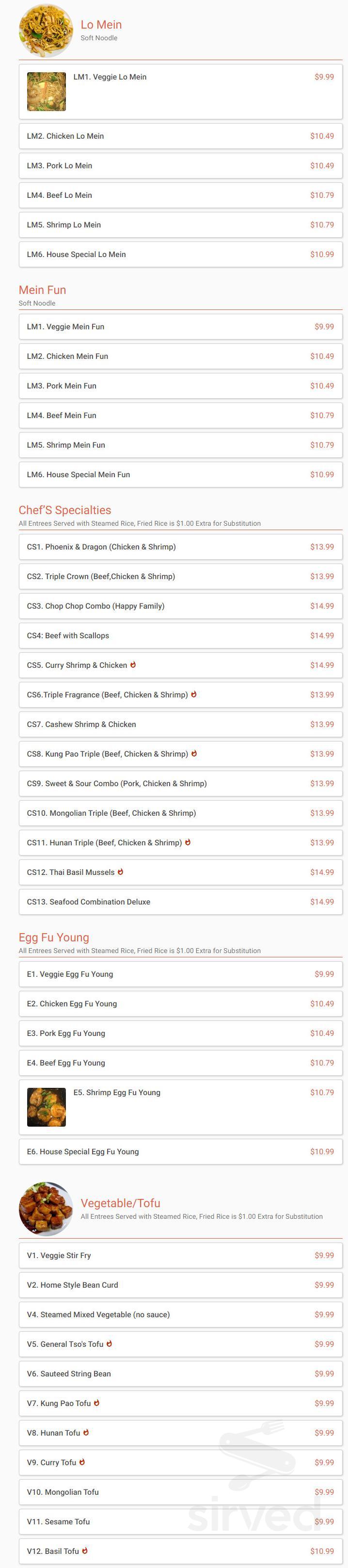 Chop Chop menu in Norcross, Georgia, USA