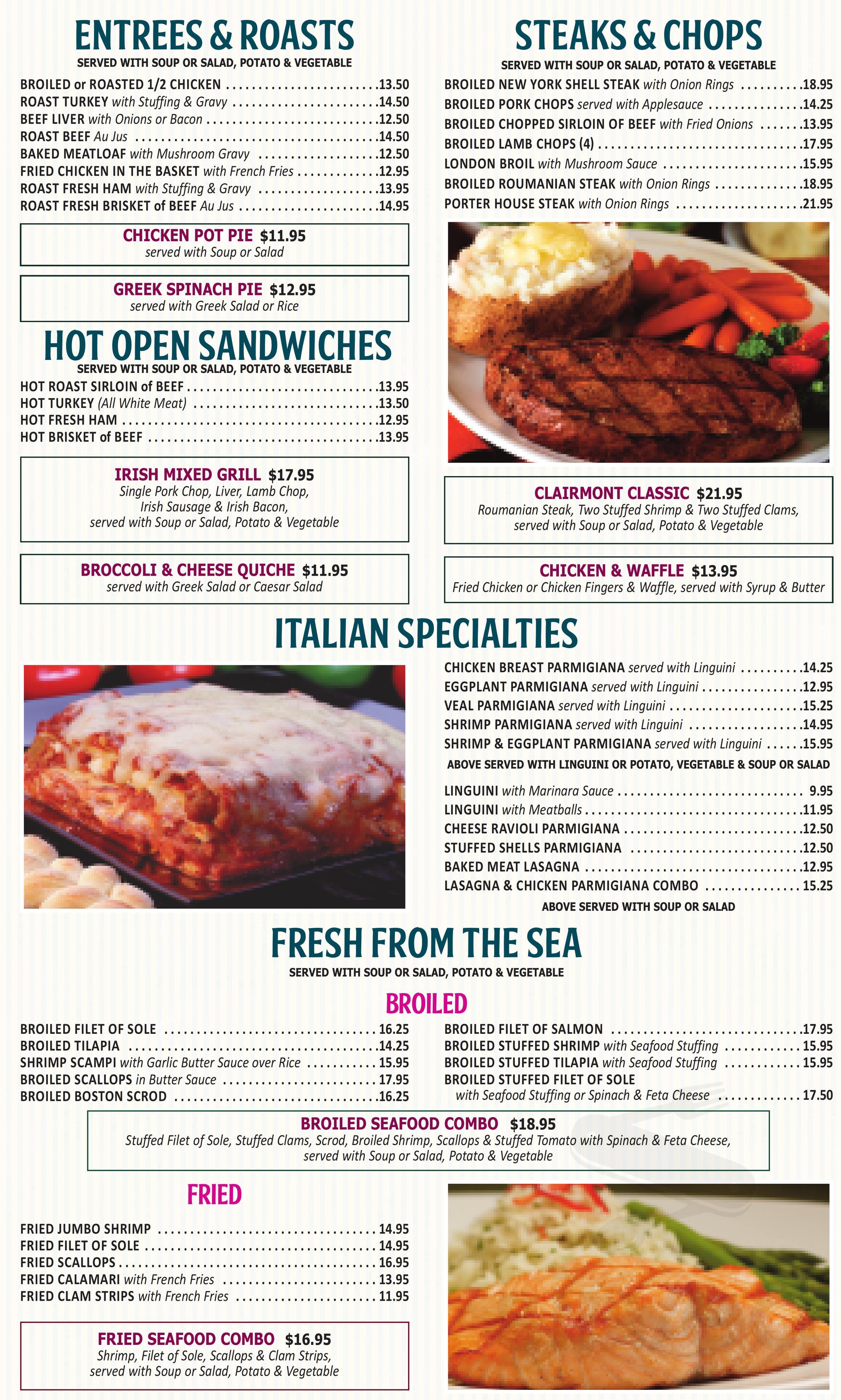 Menu - Yonkers NY's Clairmont Diner | Sirved