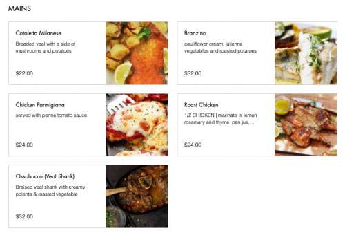 Cotta Food Bar menu in Windsor, Ontario, Canada