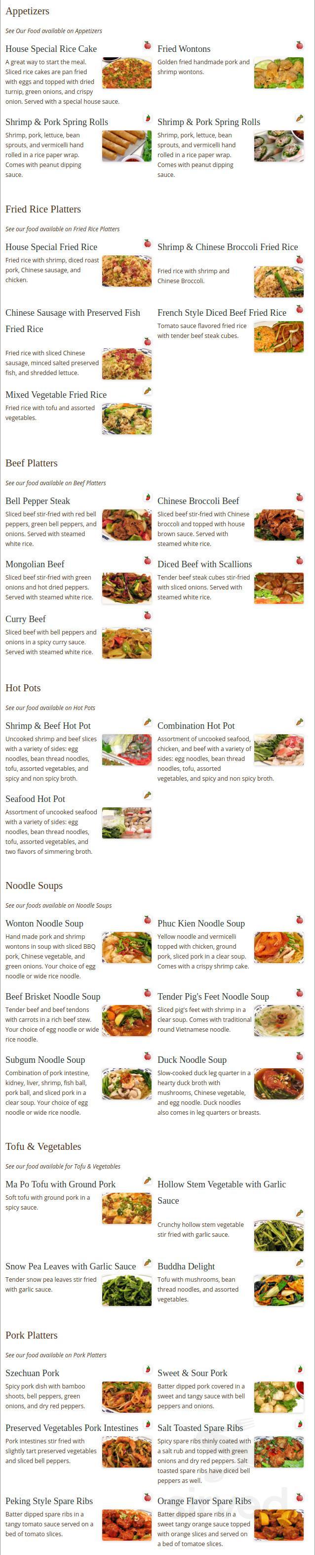 Tan Tan menu in Houston, Texas, USA