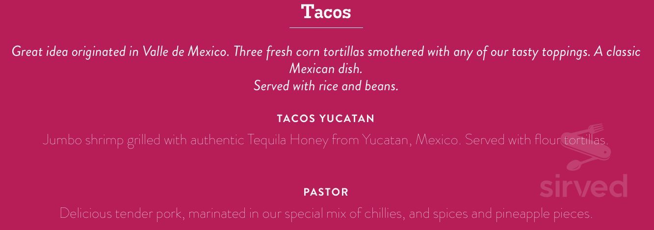 Chile & Agave menu in St. Catharines, Ontario, Canada