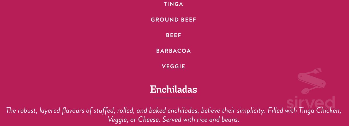 Chile & Agave menu in St. Catharines, Ontario, Canada