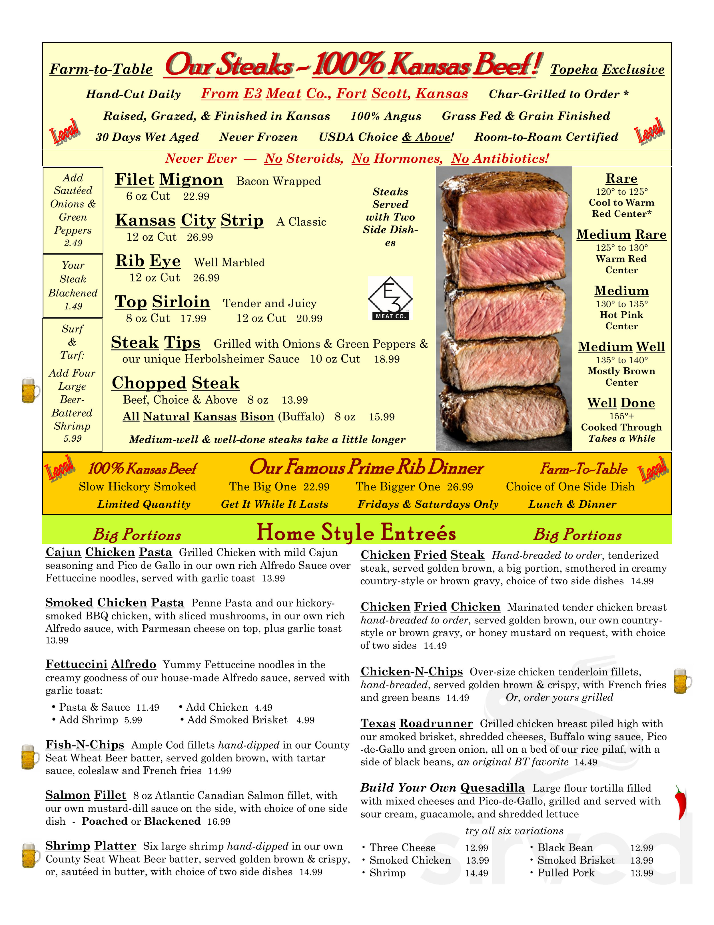 Blind Tiger Brewery & Restaurant menus in Topeka, Kansas, United States