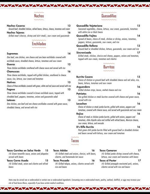 chamo's menu in Rifle, Colorado, USA