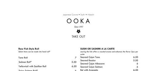 Menu for Ooka Sushi & hibachi steak House in Doylestown, PA | Sirved