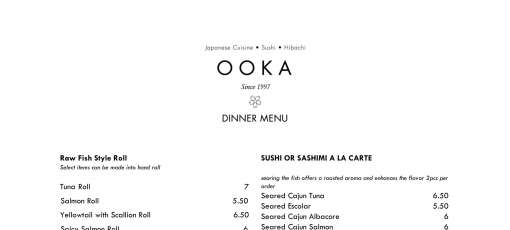 Ooka Sushi & hibachi steak House Menu - Willow Grove, Pennsylvania | Sirved
