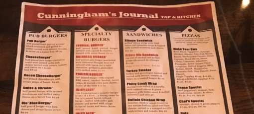 Menu for Cunningham's Journal On The Lake in Kearney, NE | Sirved
