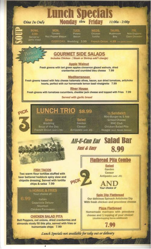 River House Cafe menu in Charleroi, Pennsylvania, USA