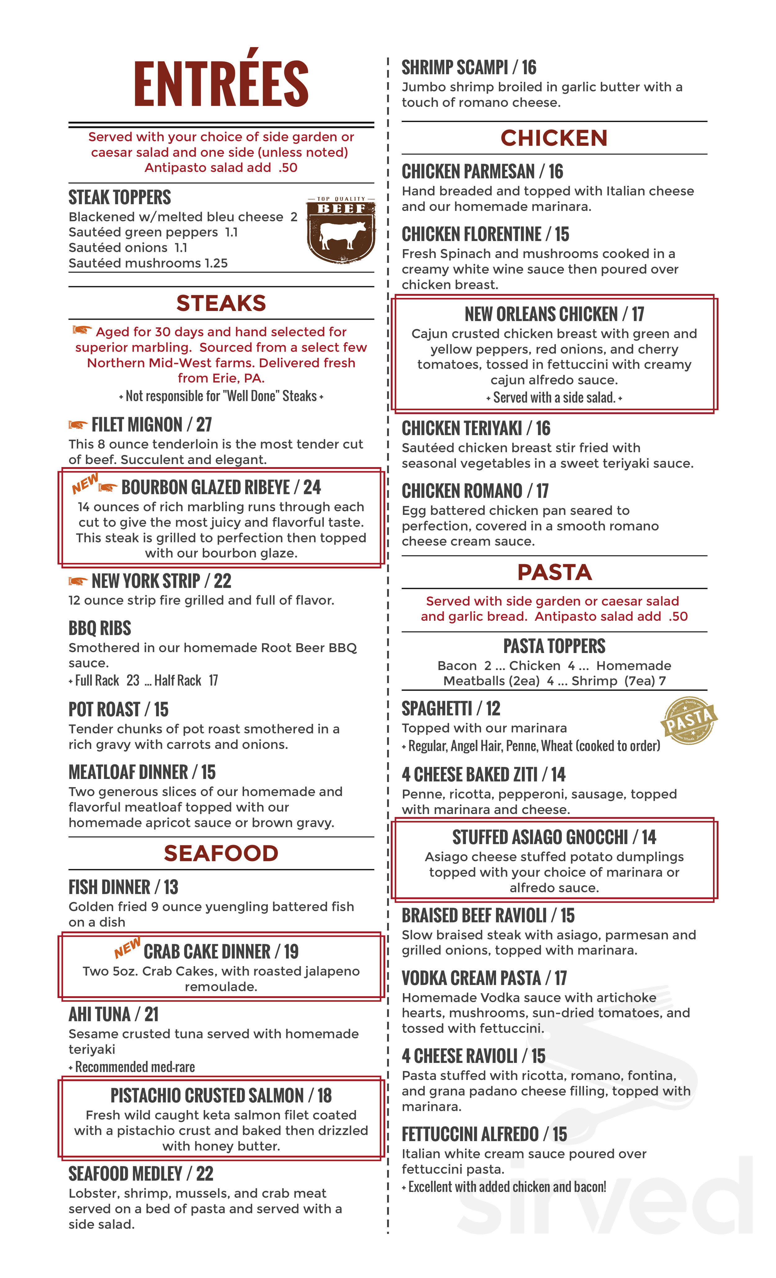 River House Cafe menus in Charleroi, Pennsylvania, United States