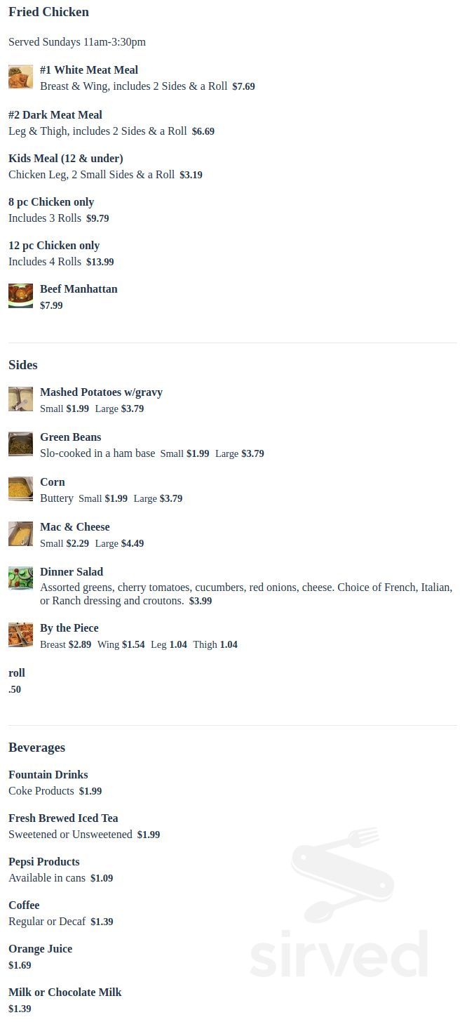 Wheatley's menus in Wanamaker, Indiana, United States