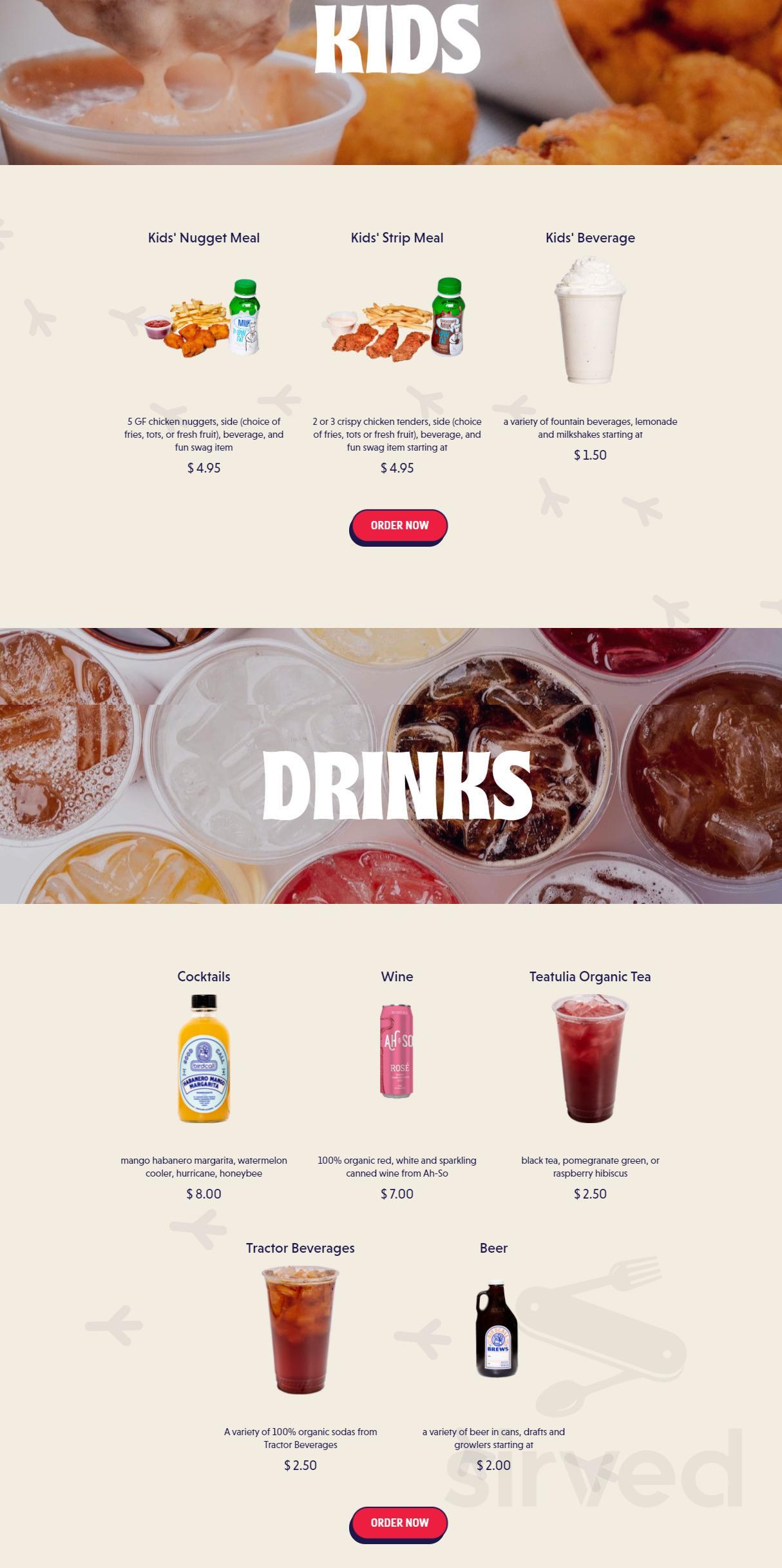 Birdcall menu in Boulder, Colorado, USA