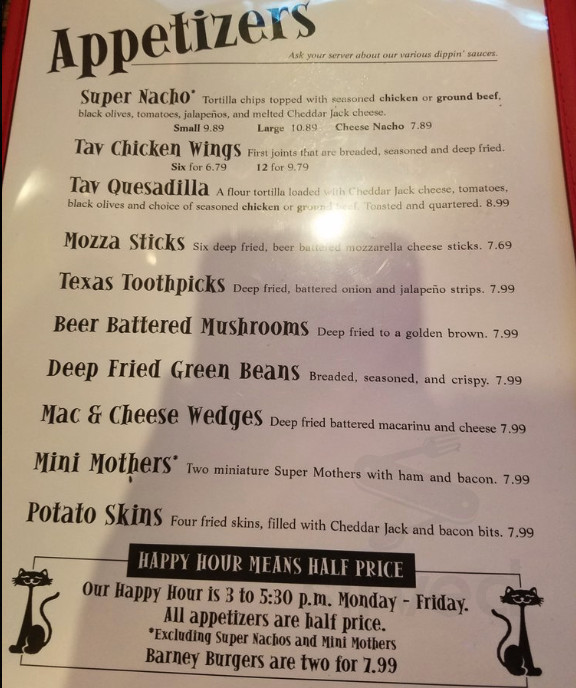 Tav Menu - Ellensburg, Washington | Sirved