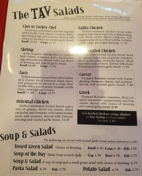 Tav menus in Ellensburg, Washington, United States